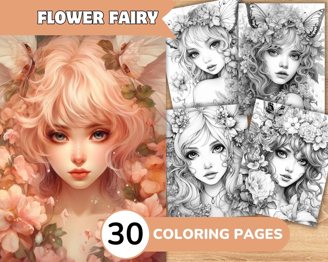 Flower Fairy Coloring Pages, Flower Fairy Coloring Book, Cute Fairy ...