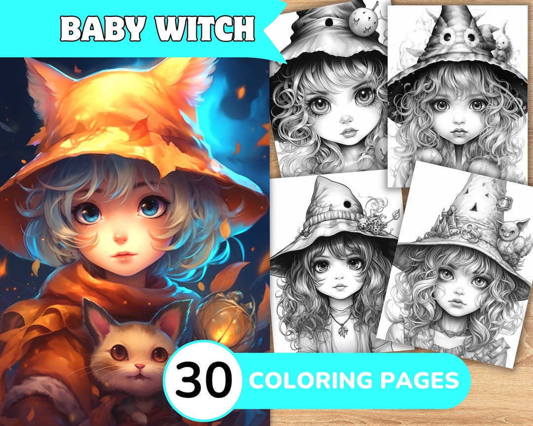 Witch Coloring Pages, Witch Coloring Book, Witch Grayscale Coloring ...