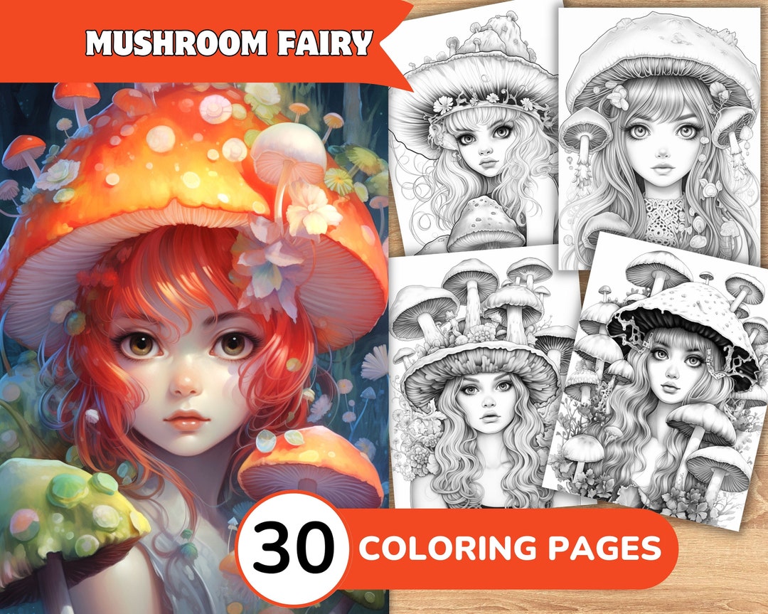 Mushroom Fairy Coloring Pages, Mushroom Fairy Coloring Book, Cute Fairy ...