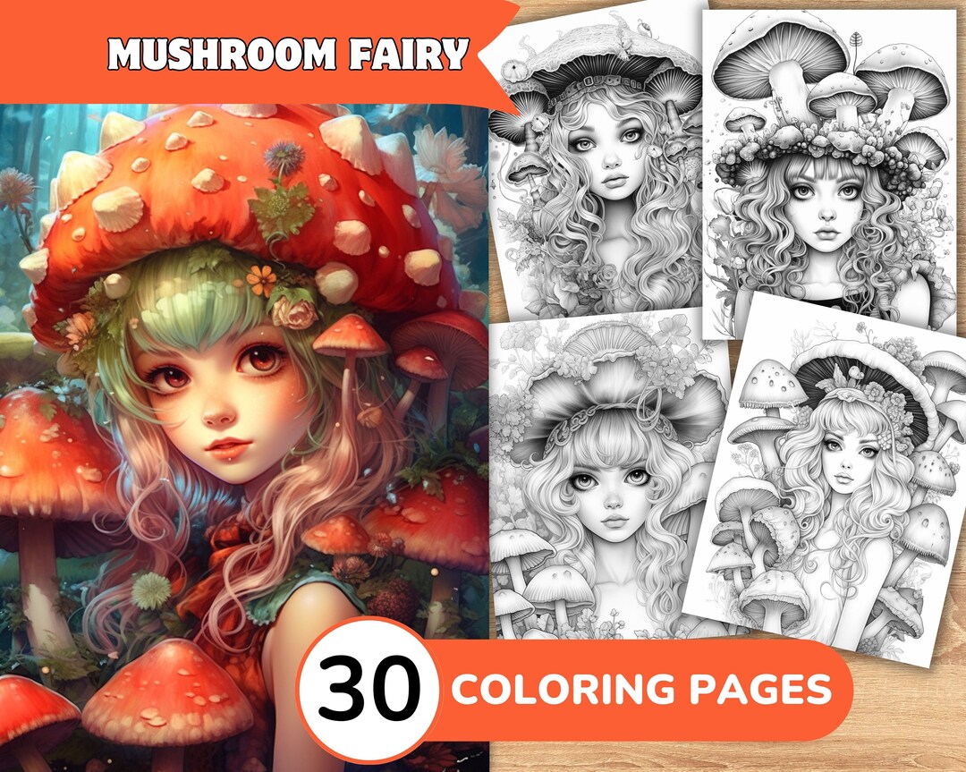 Mushroom Fairy Coloring Pages, Mushroom Fairy Coloring Book, Cute Fairy ...