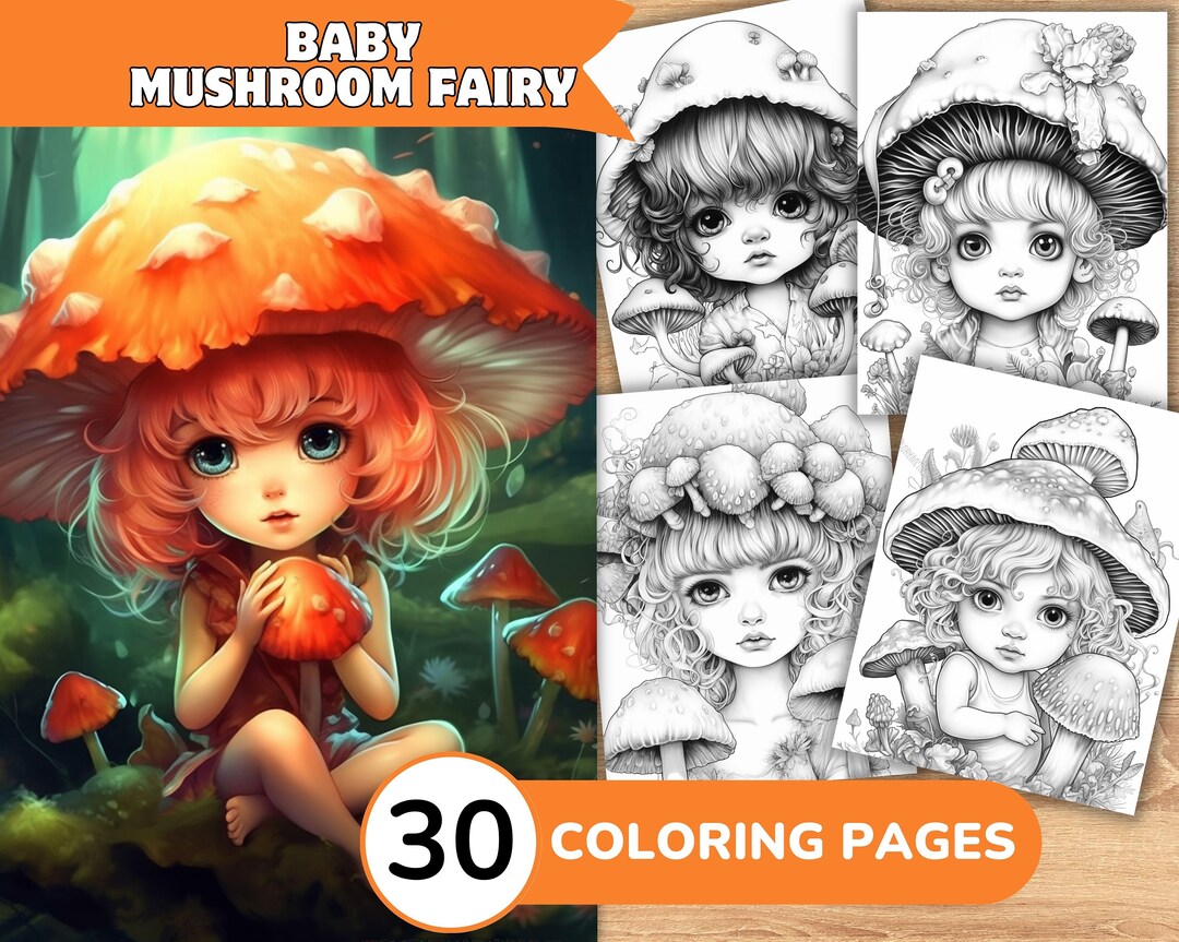 Mushroom Fairy Coloring Pages, Mushroom Fairy Coloring Book, Cute Fairy ...