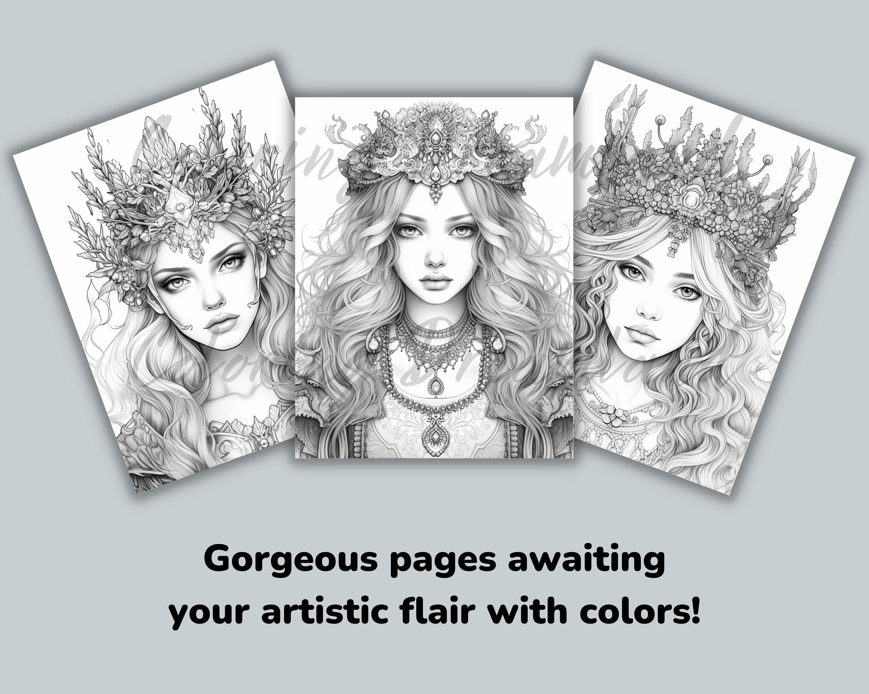 Queen Coloring Book Queen Coloring Pages cute Queen - Etsy