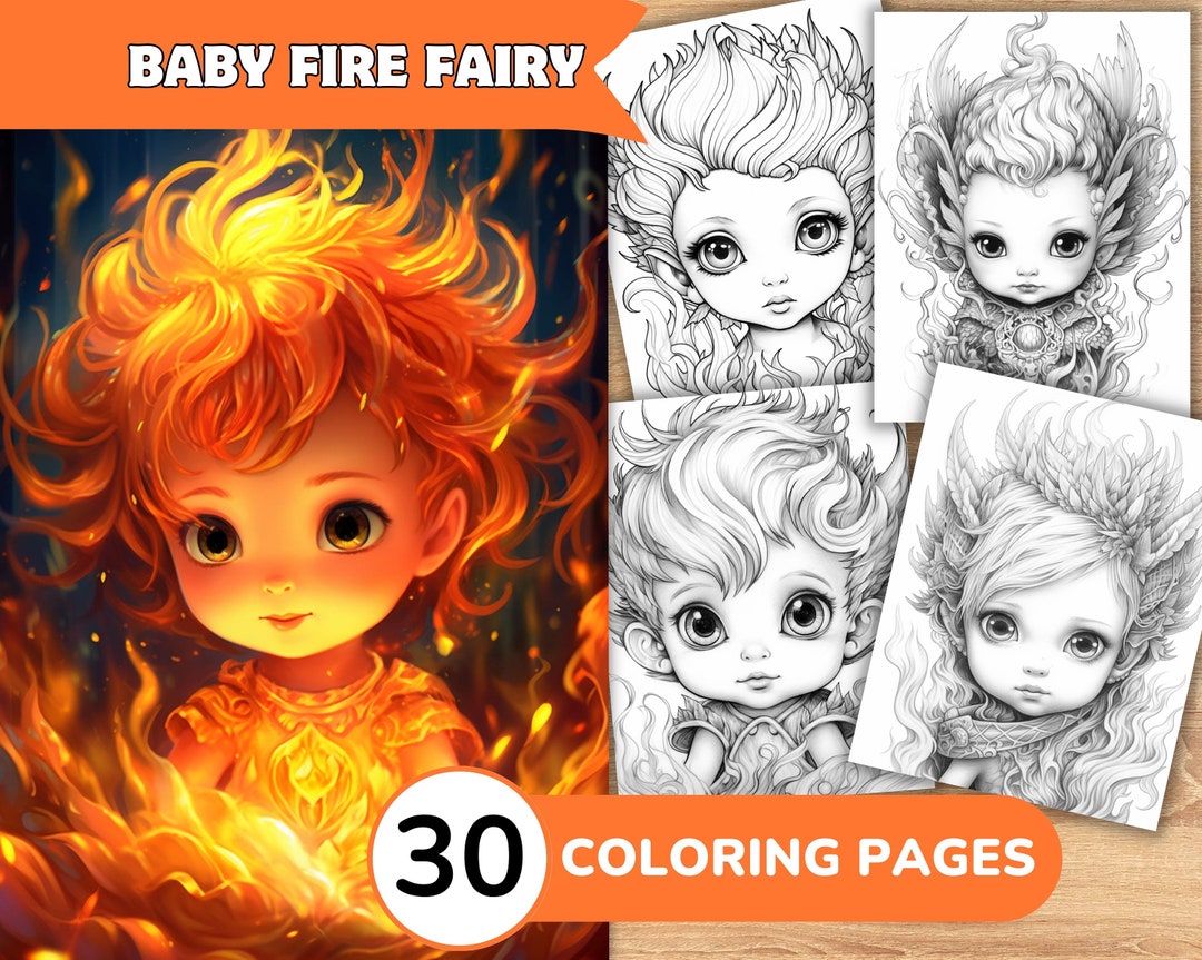 Fire Fairy Coloring Pages, Fire Fairy Coloring Book, Cute Fairy ...