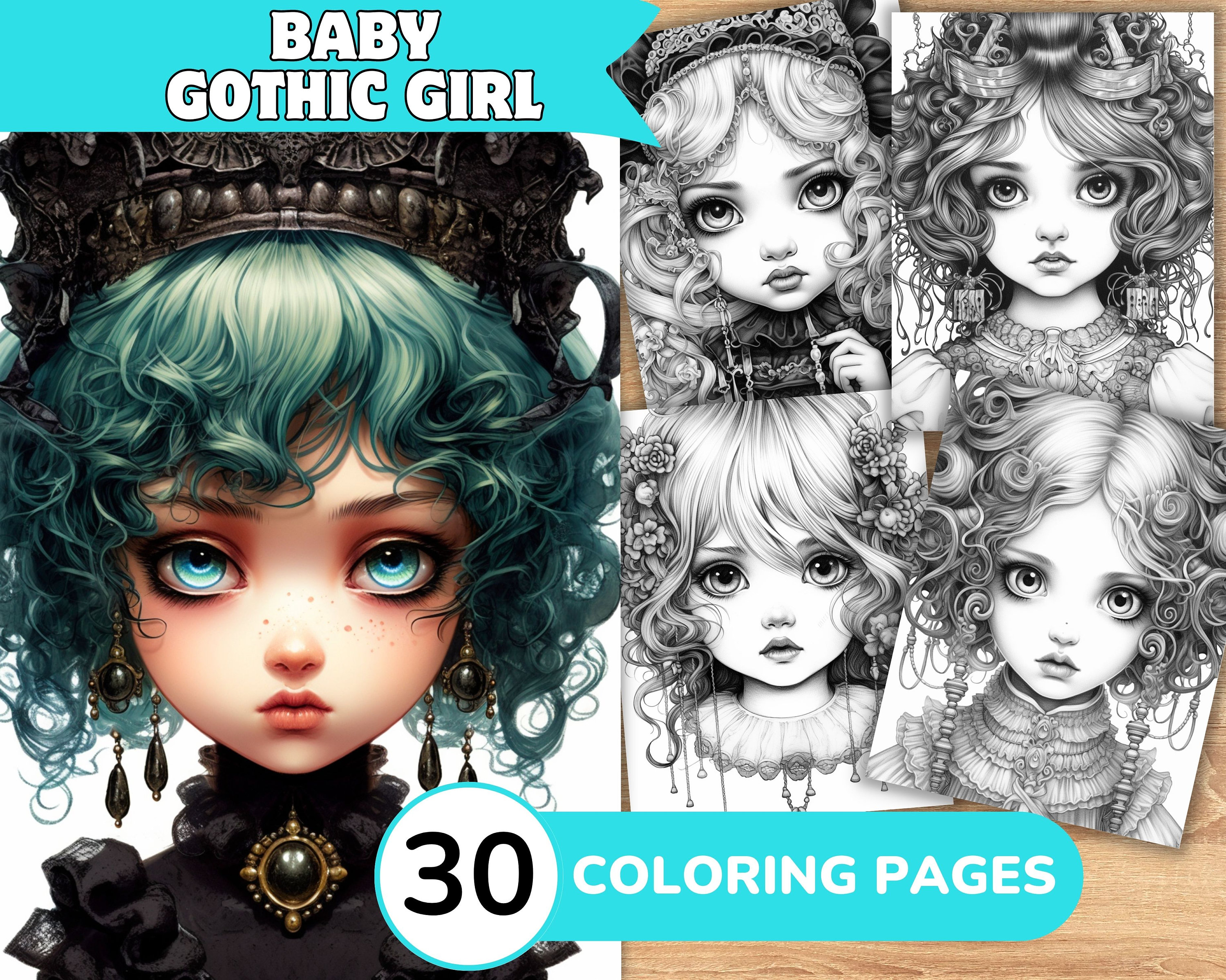 Gothic Girl Coloring Pages Gothic Girl Coloring Book Gothic - Etsy