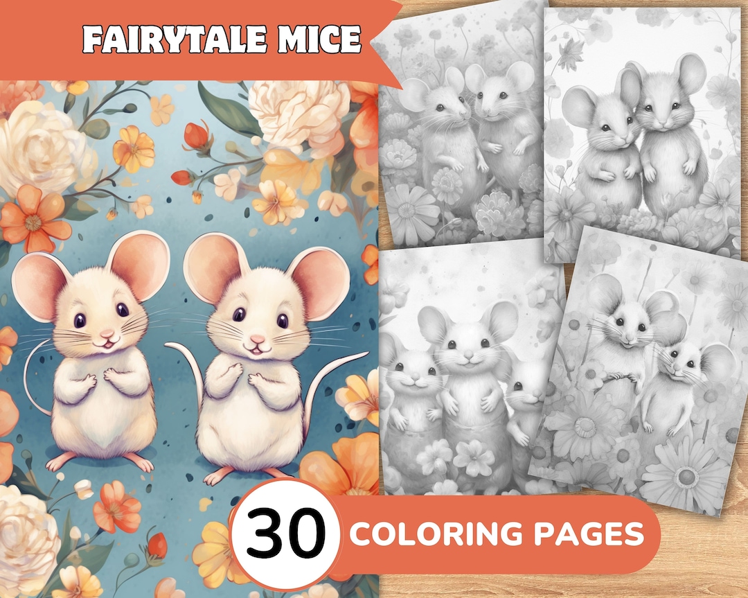 Mice Coloring Book, Mice Coloring Page, Fairytale Coloring, Animal ...