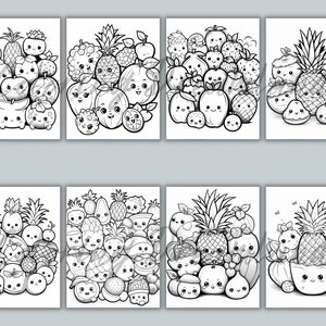 Kawaii Coloring Page, Kawaii Coloring Book, Kawaii Food Coloring, Fruit ...