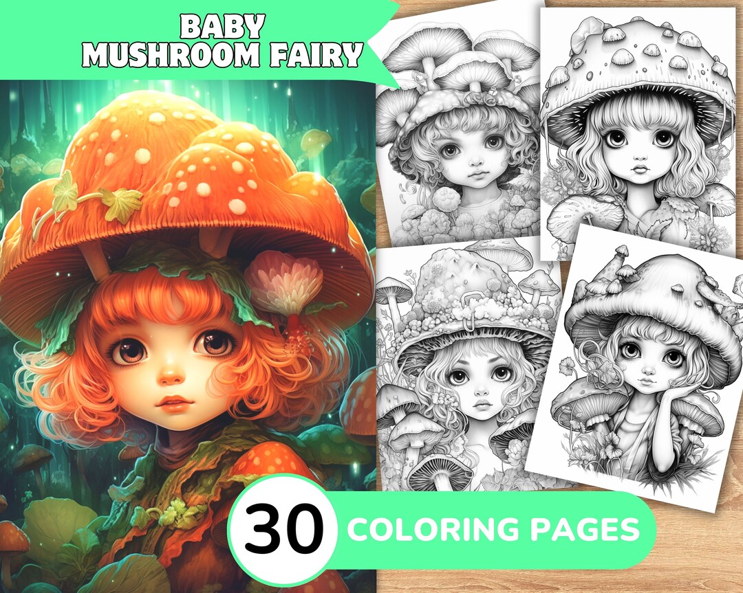 Mushroom Fairy Coloring Pages, Mushroom Fairy Coloring Book, Cute Fairy ...
