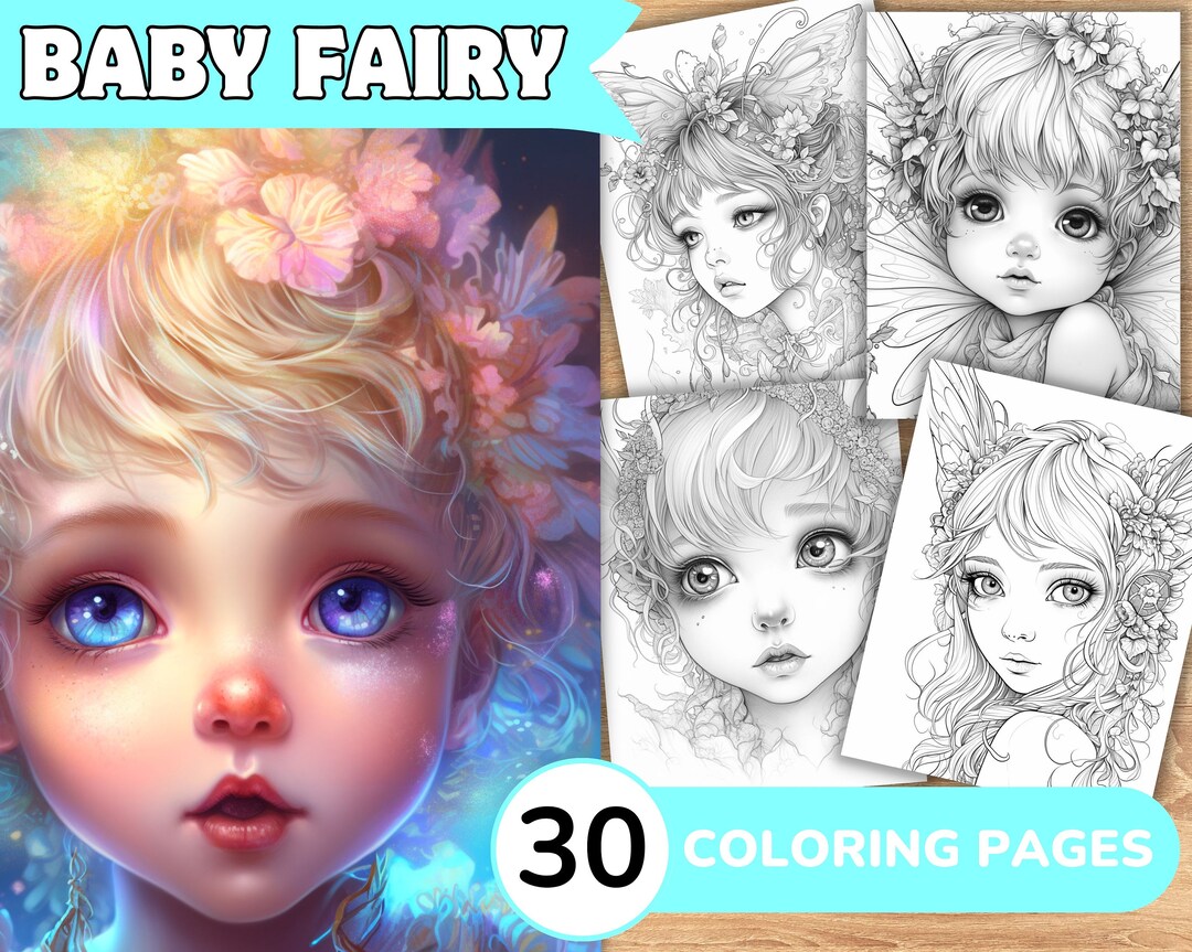 Cute Fairy Coloring Pages Book Fairy Grayscale Coloring Book - Etsy