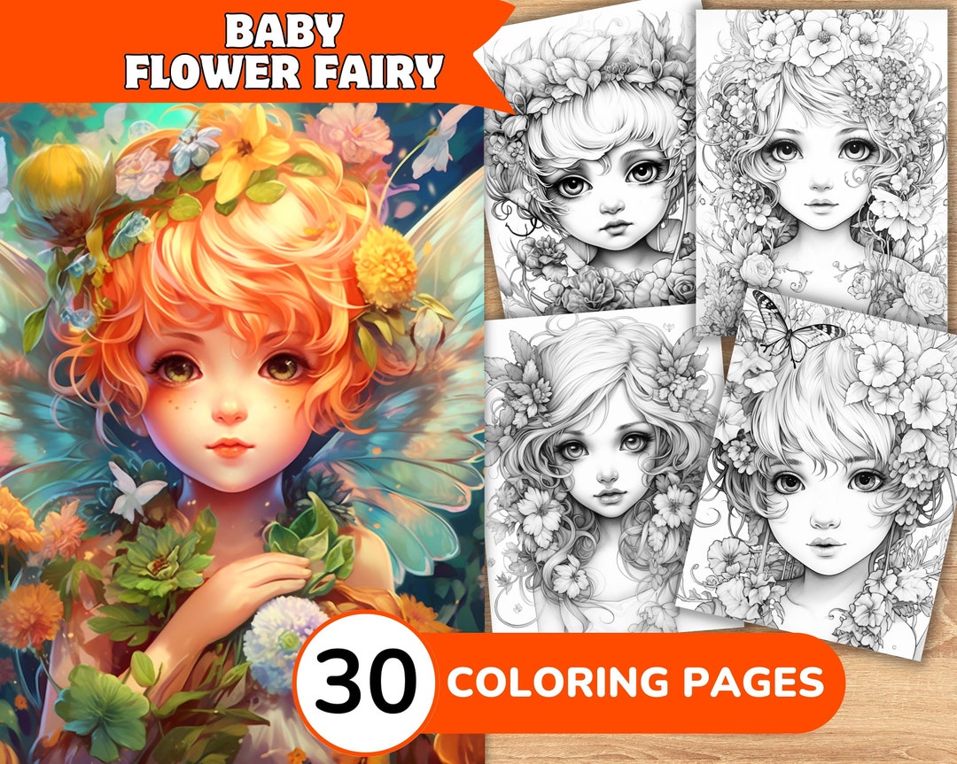 Flower Fairy Coloring Pages, Flower Fairy Coloring Book, Cute Fairy ...