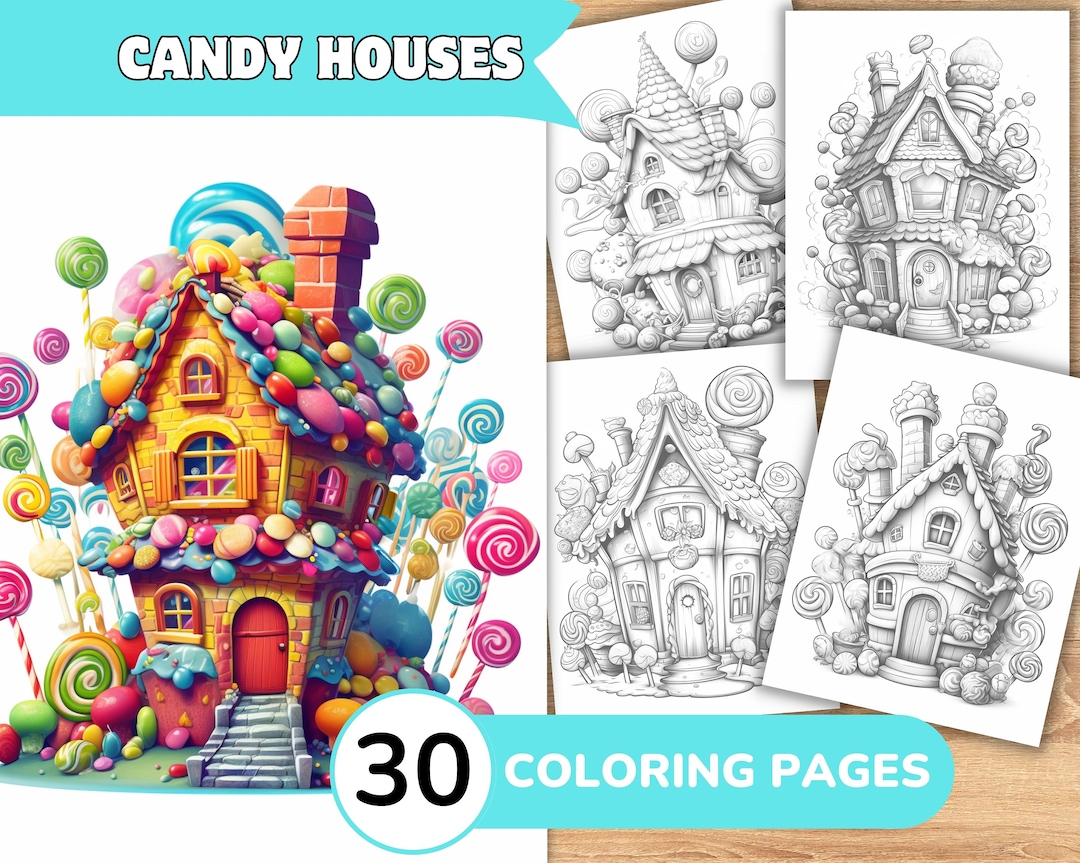 Candy Houses Coloring Book, Candy Coloring, Sweet Coloring, House ...