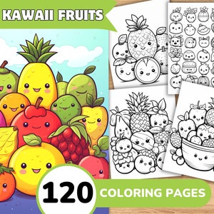 Kawaii Coloring Page, Kawaii Coloring Book, Kawaii Food Coloring, Fruit ...