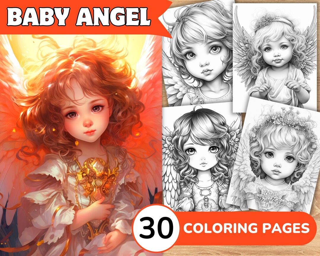 Angel Coloring Pages Angel Coloring Book Angel Grayscale - Etsy