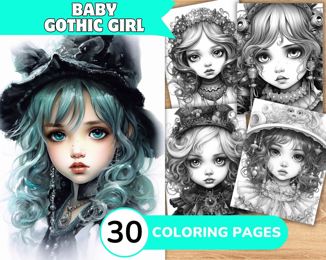 Gothic Girl Coloring Pages Gothic Girl Coloring Book Gothic - Etsy