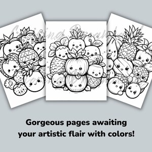 Kawaii Coloring Page, Kawaii Coloring Book, Kawaii Food Coloring, Fruit ...