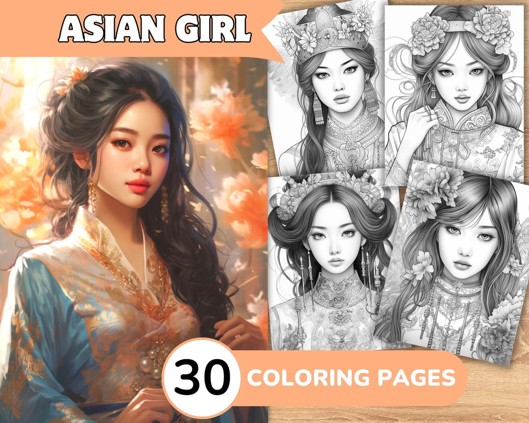 Asian Coloring Pages, Asian Coloring, Girl Coloring Book, Girl ...