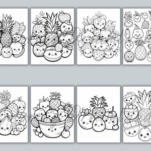 Kawaii Coloring Page, Kawaii Coloring Book, Kawaii Food Coloring, Fruit ...