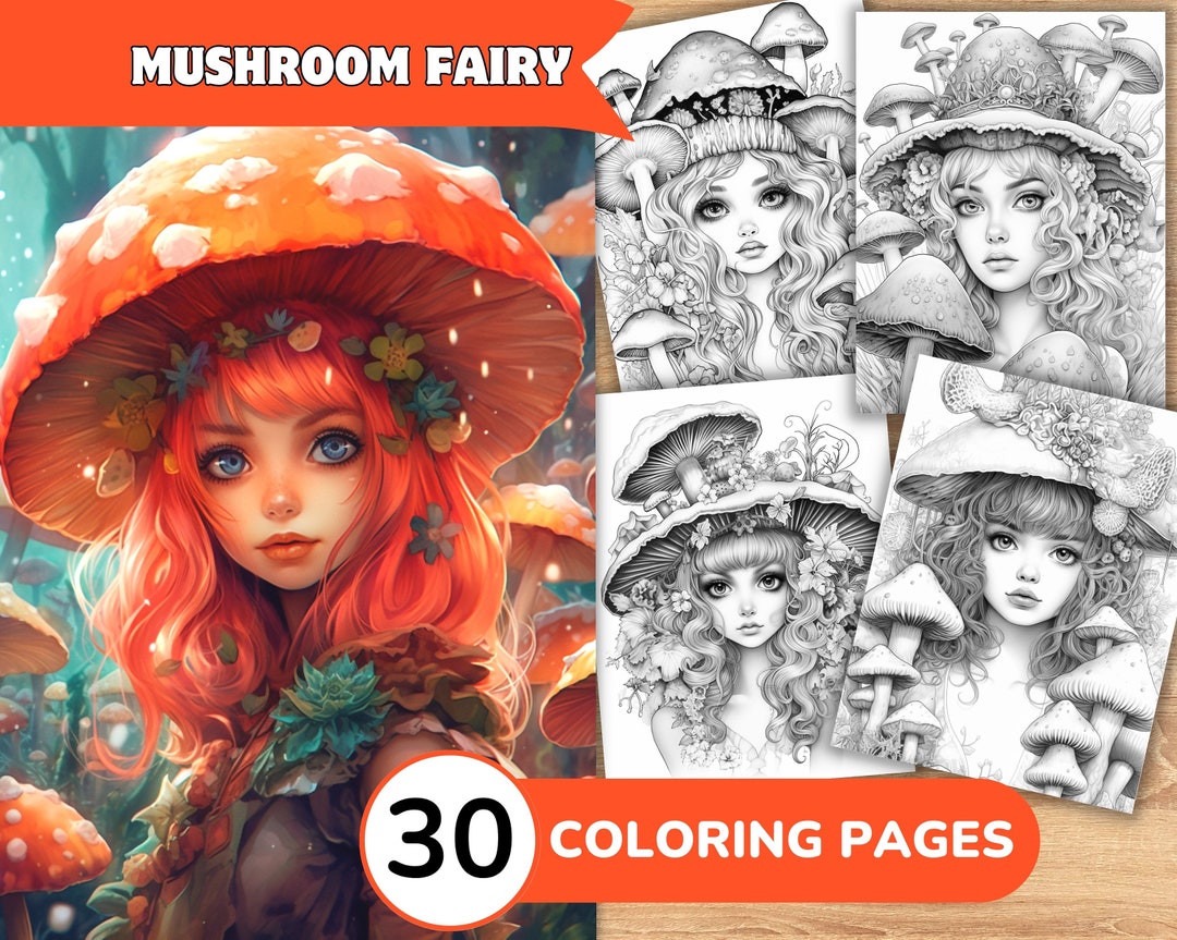 Mushroom Fairy Coloring Pages, Mushroom Fairy Coloring Book, Cute Fairy ...