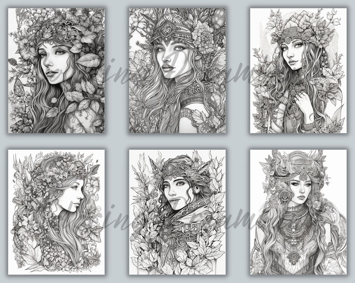 Fantasy Elf Coloring Pages Book Fantasy Elf Coloring Pages - Etsy