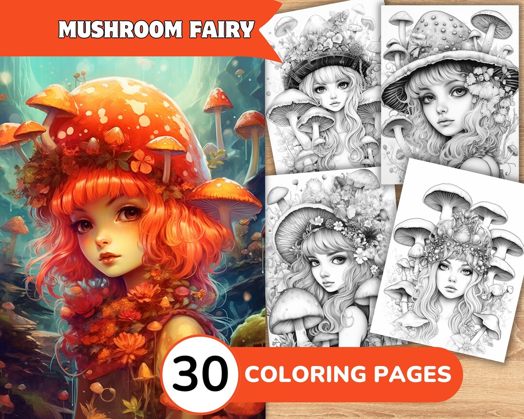 Mushroom Fairy Coloring Pages, Mushroom Fairy Coloring Book, Cute Fairy ...