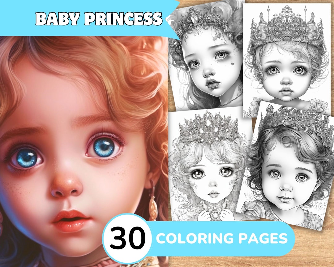 Princess Coloring Pages Book, Cute Princess Grayscale Coloring Book ...