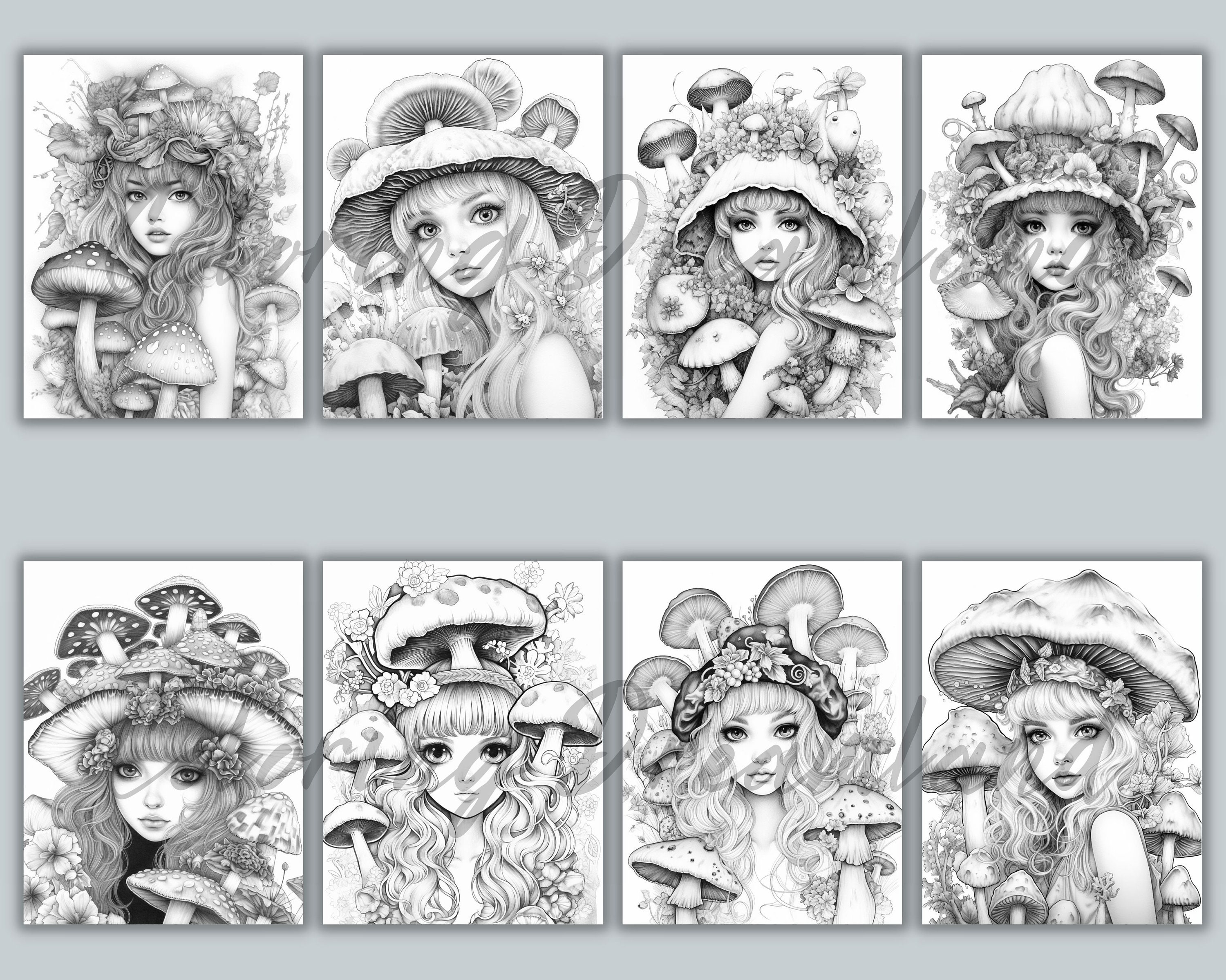 Mushroom Fairy Coloring Pages, Mushroom Fairy Coloring Book, Cute Fairy ...