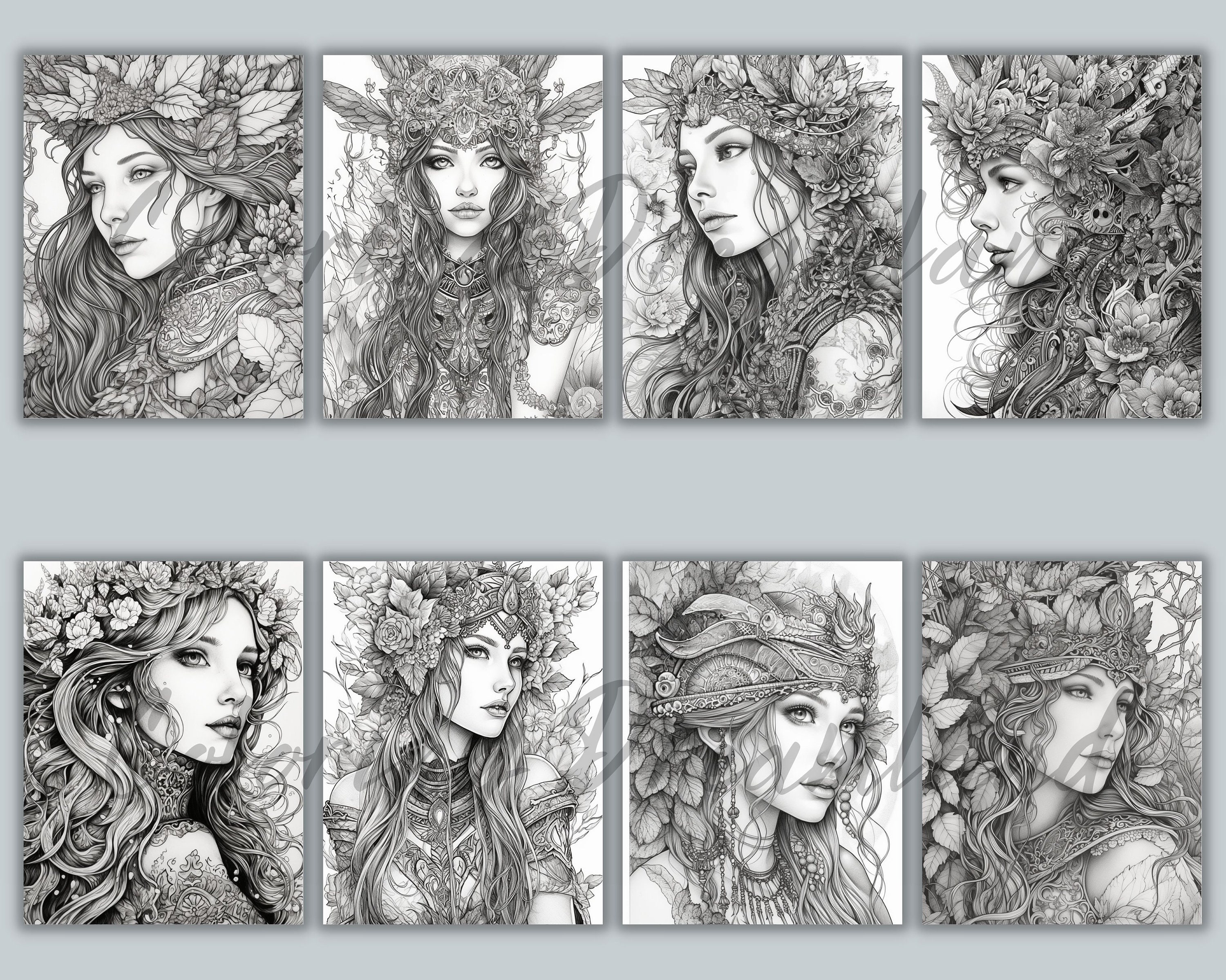 Fantasy Elf Coloring Pages Book Fantasy Elf Coloring Pages - Etsy