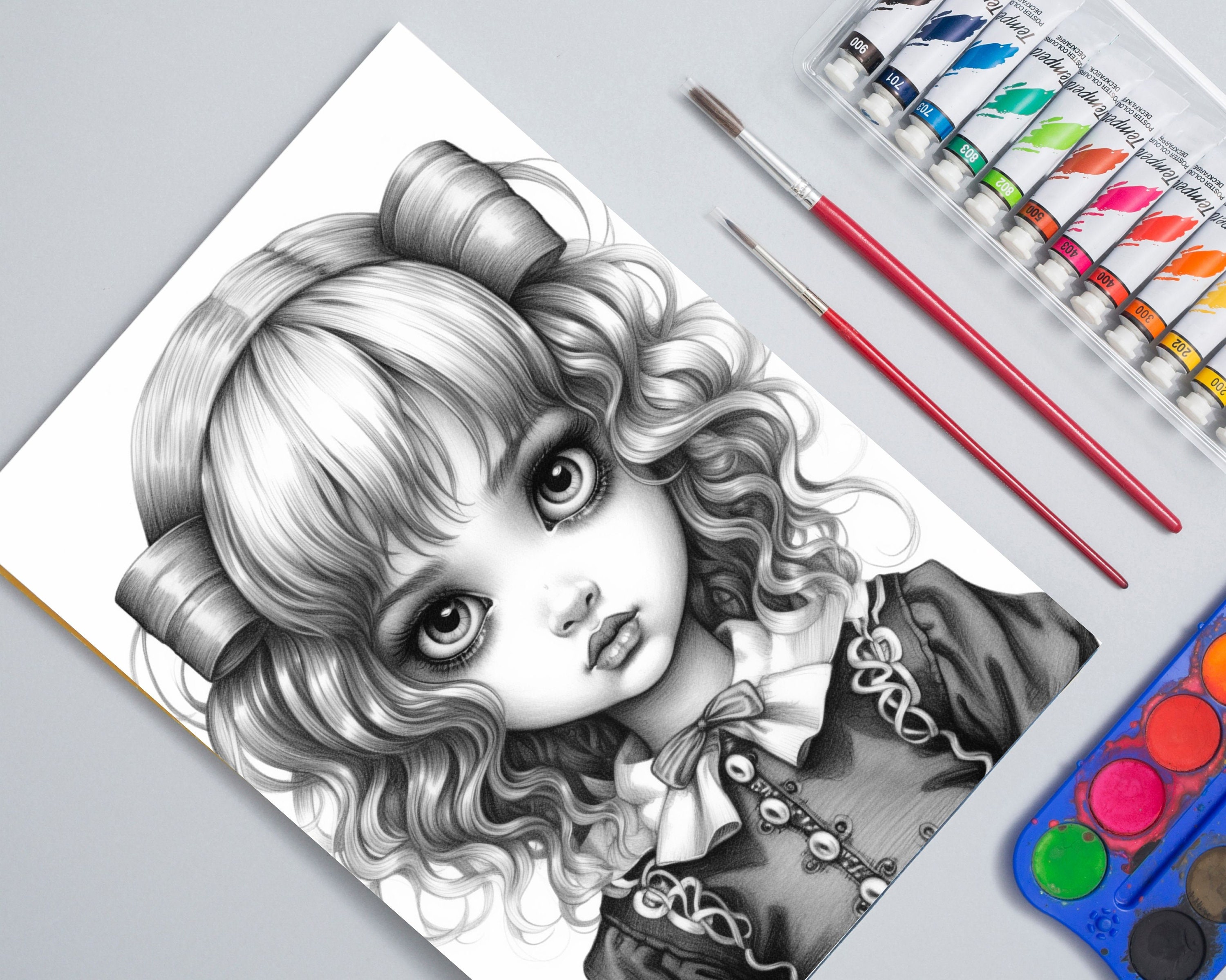 Gothic Girl Coloring Pages Gothic Girl Coloring Book Gothic - Etsy