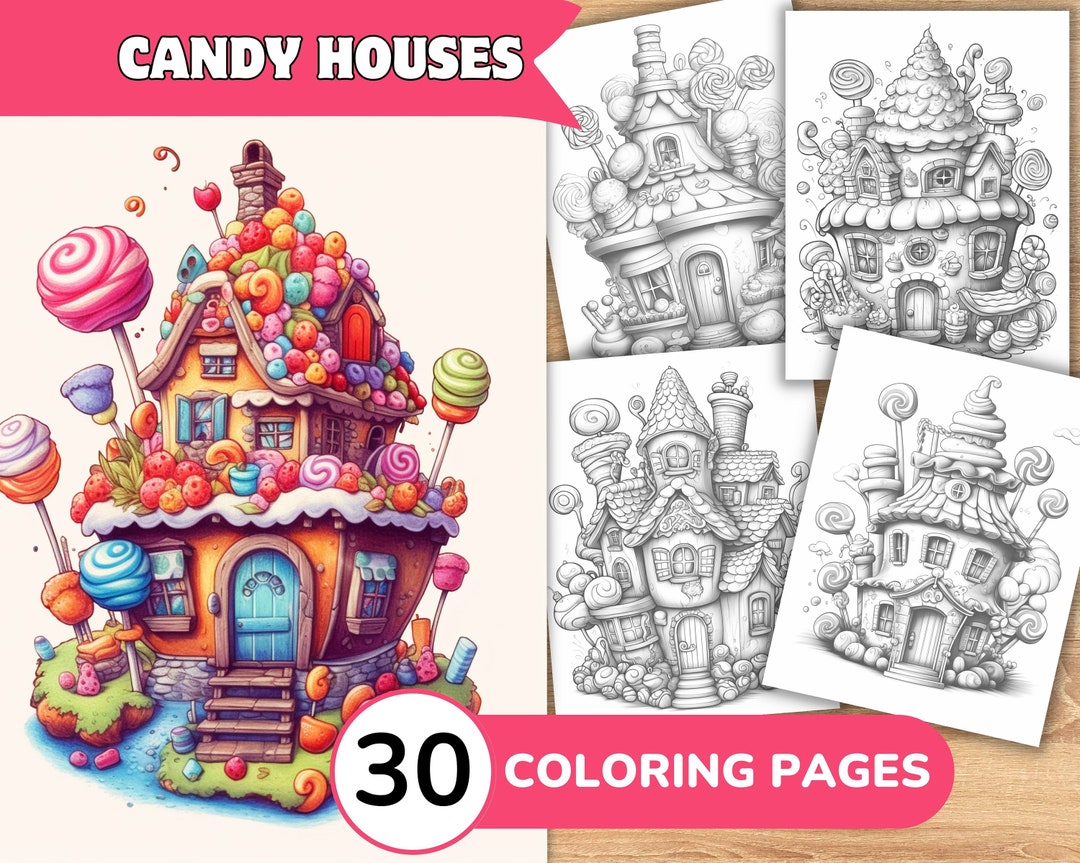 Candy Houses Coloring Book, Candy Coloring, Sweet Coloring, House ...