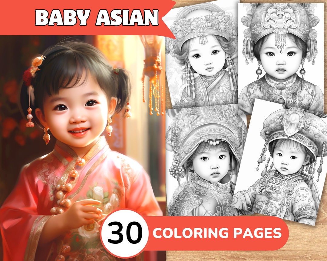 Asian Coloring Pages Asian Coloring Girl Coloring Book Girl - Etsy