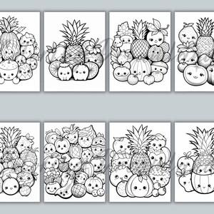Kawaii Coloring Page, Kawaii Coloring Book, Kawaii Food Coloring, Fruit ...