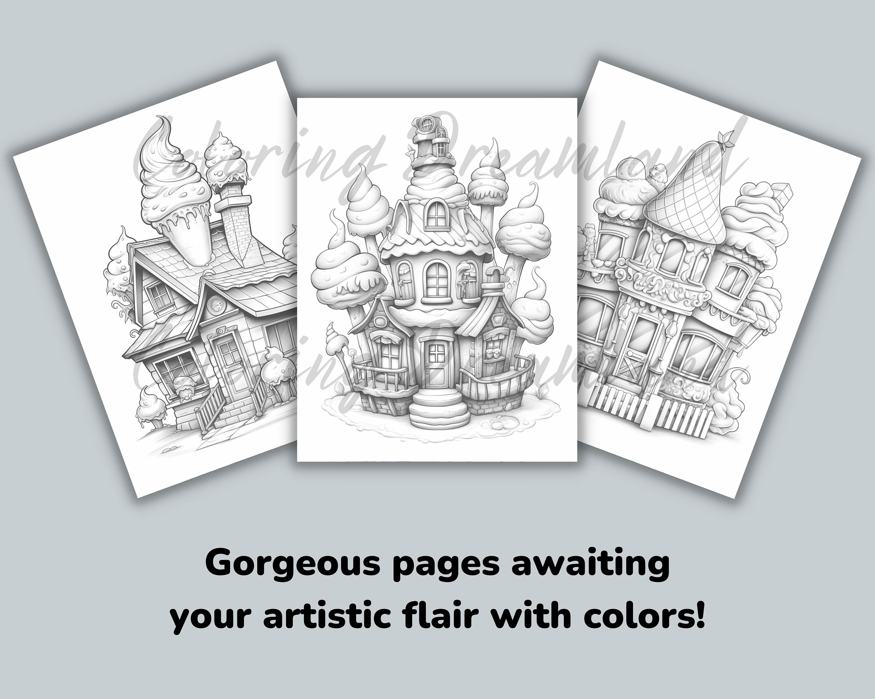 Ice Cream Houses Coloring Book, Sweet Coloring, House Coloring Pages ...