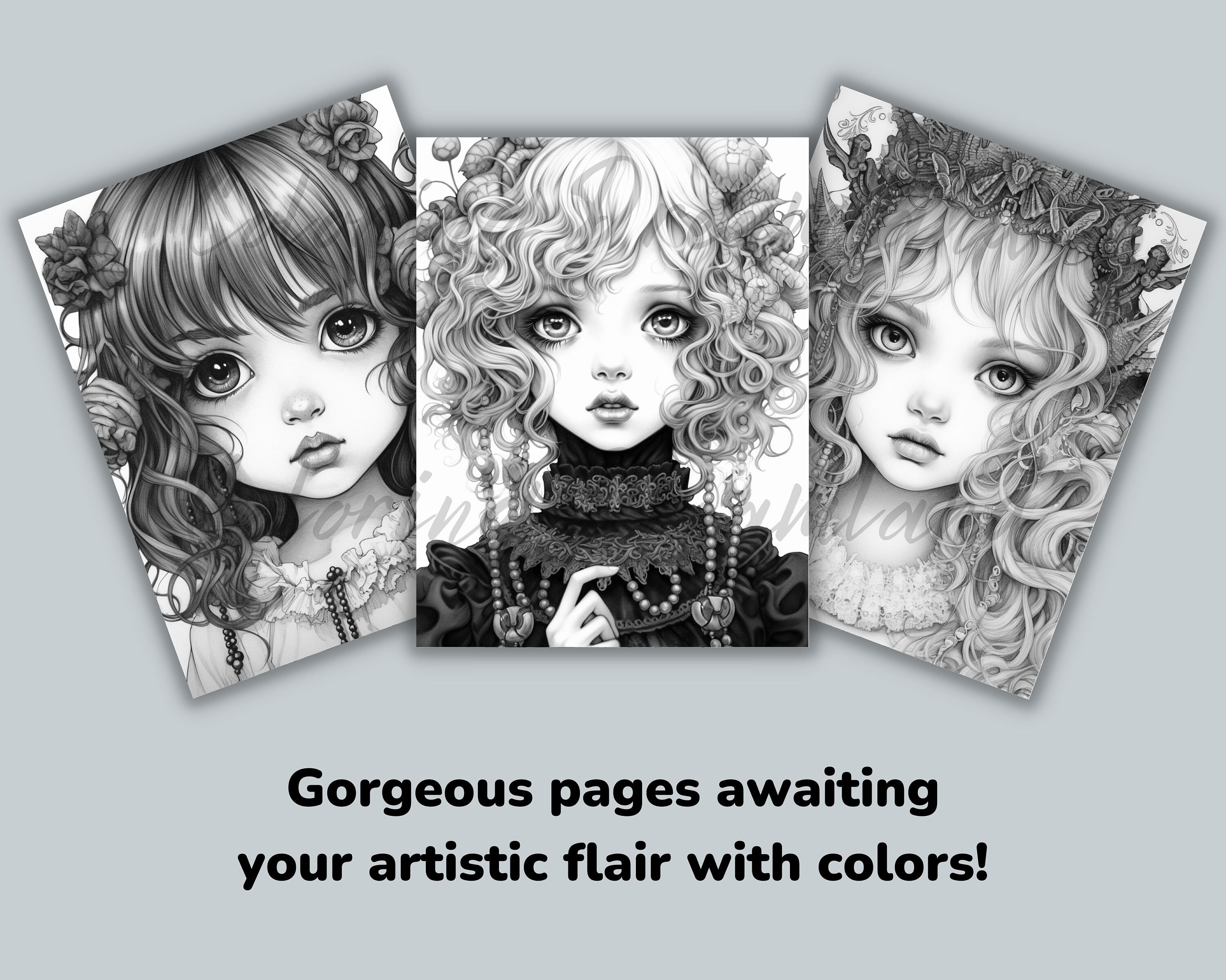 Gothic Girl Coloring Pages Gothic Girl Coloring Book Gothic - Etsy
