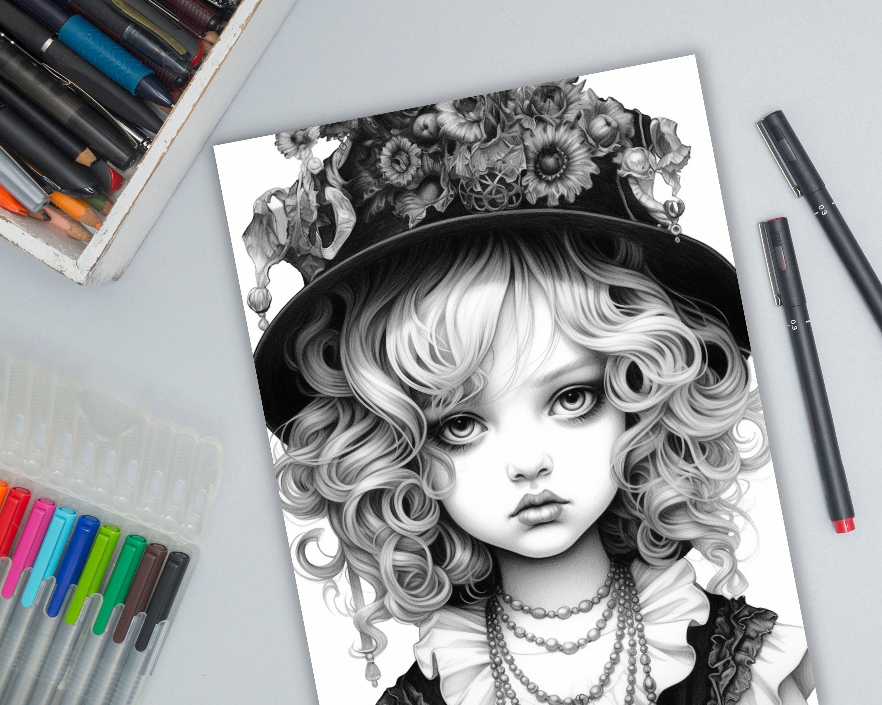 Gothic Girl Coloring Pages Gothic Girl Coloring Book Gothic - Etsy