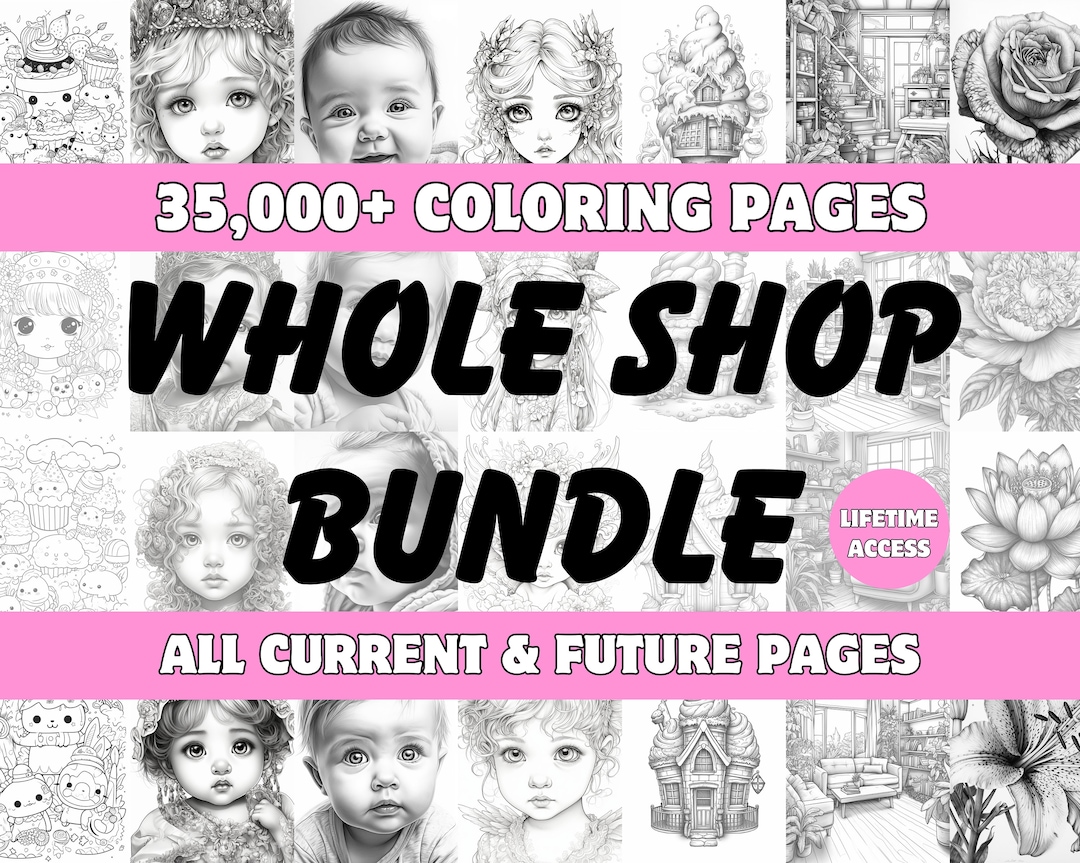 Coloring Pages Whole Shop Bundle, Coloring Pages Bundle, Coloring Book ...
