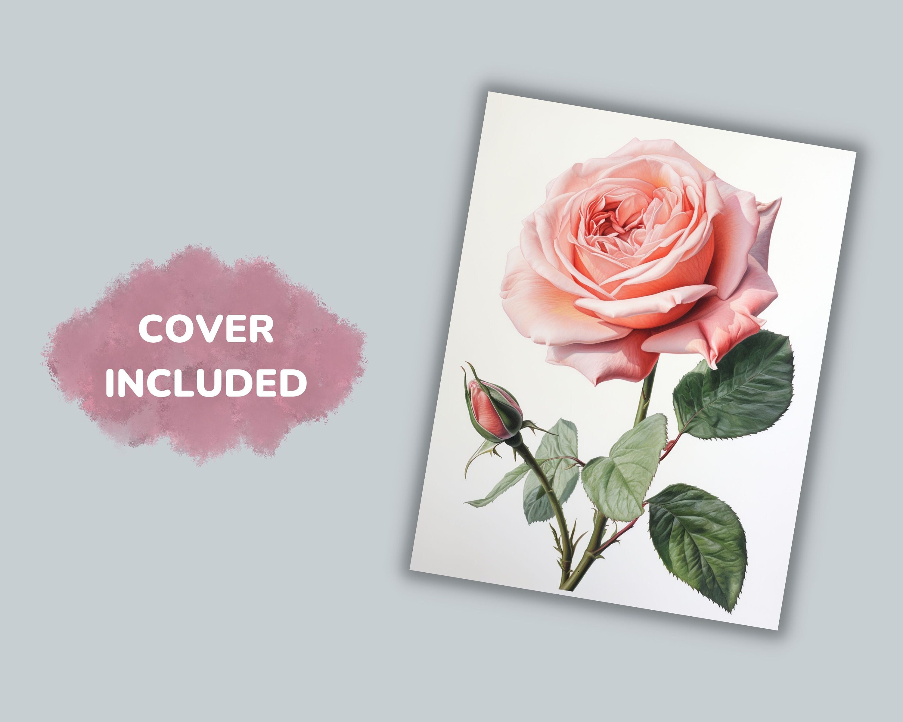 Rose Flowers Grayscale Coloring Pages Book Rose Flowers - Etsy