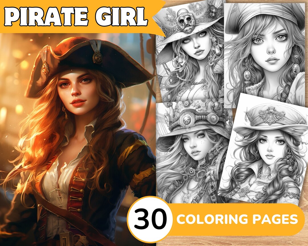 Pirate Girl Coloring Pages Pirate Girl Coloring Book Pirate - Etsy