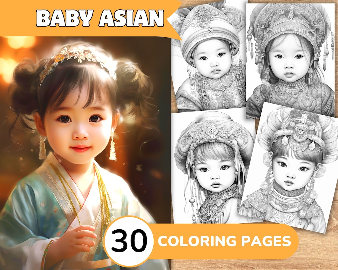 Asian Coloring Pages Asian Coloring Girl Coloring Book Girl - Etsy