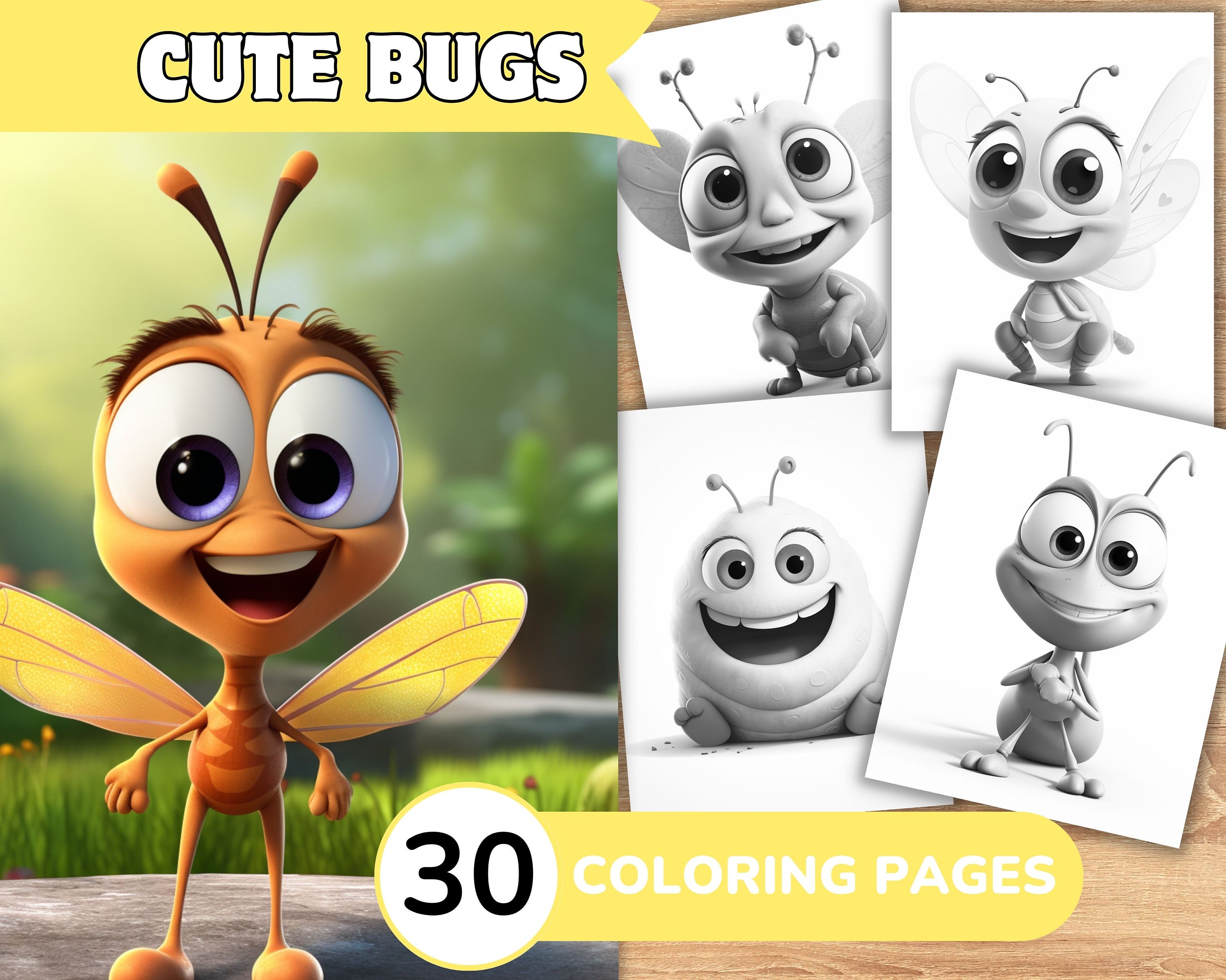 Cute Bugs Coloring Pages Book, Bugs Coloring Pages, Insect Coloring ...