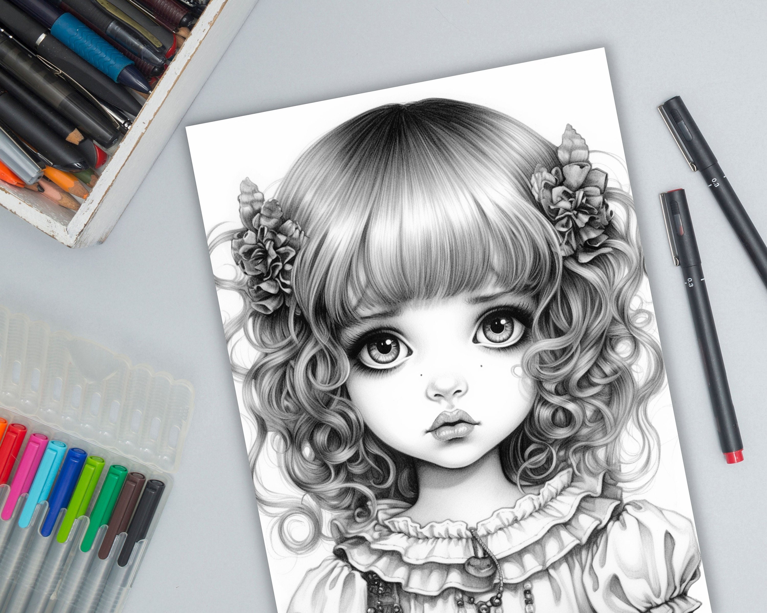 Gothic Girl Coloring Pages Gothic Girl Coloring Book Gothic - Etsy