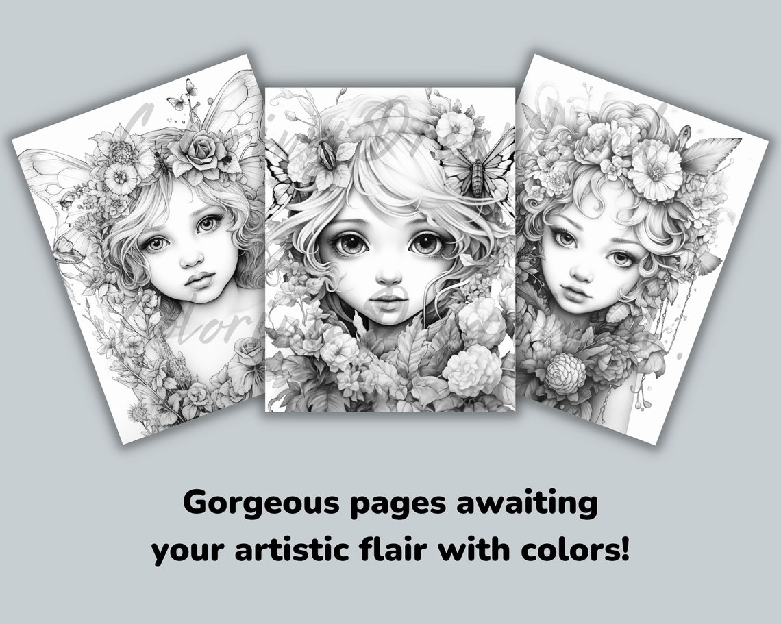 Flower Fairy Coloring Pages, Flower Fairy Coloring Book, Cute Fairy ...