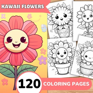 Kawaii Coloring Pages, Kawaii Coloring Book, Kawaii Flower Coloring ...