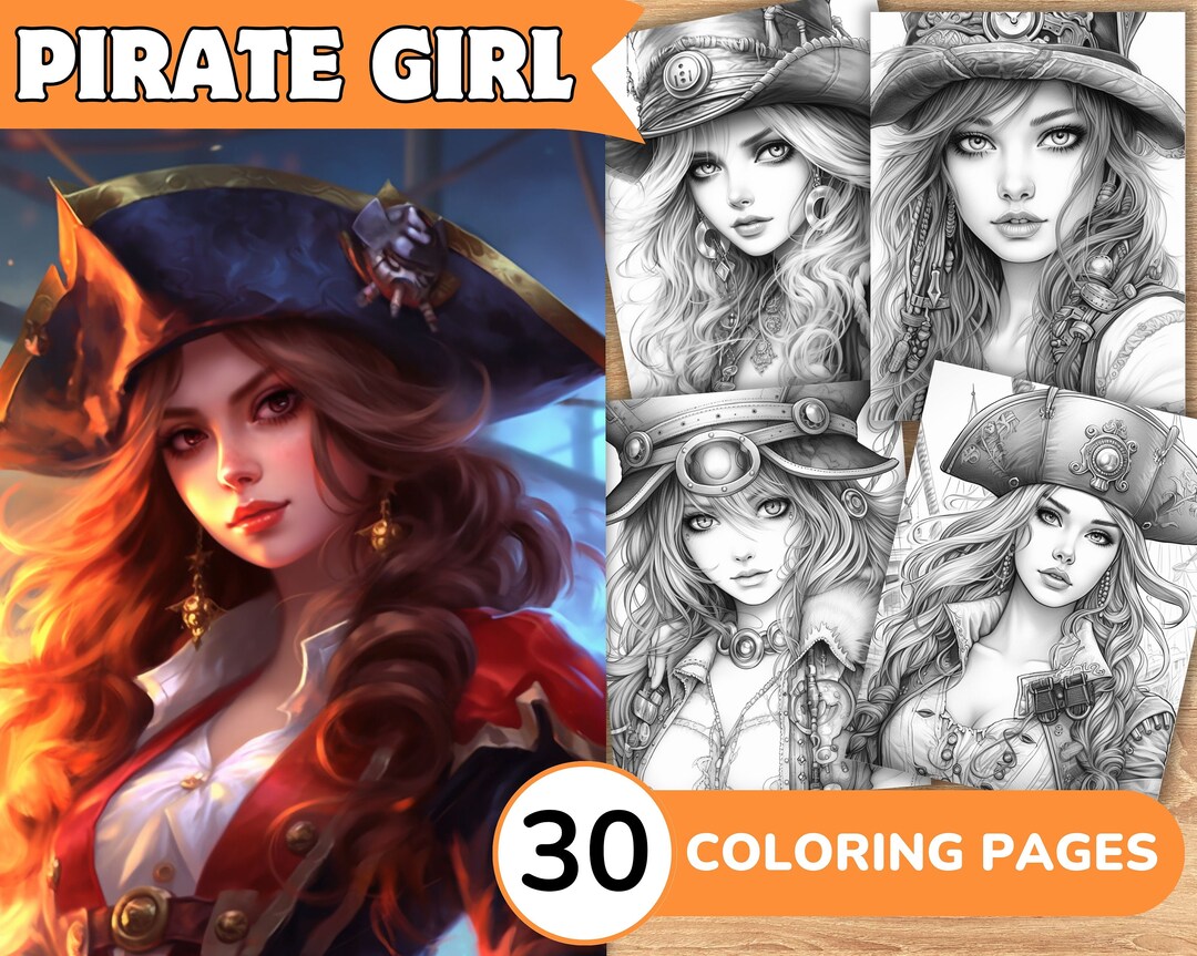 Pirate Girl Coloring Pages Pirate Girl Coloring Book Pirate - Etsy