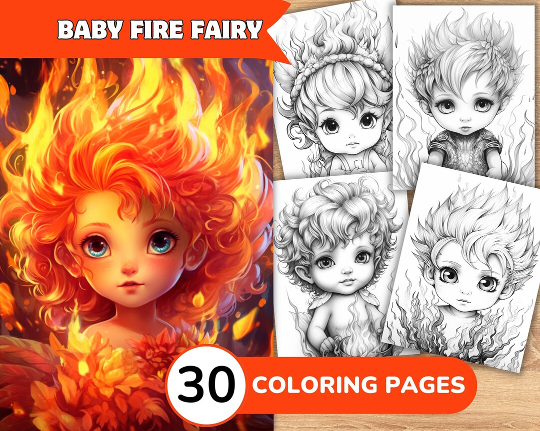 Fire Fairy Coloring Pages, Fire Fairy Coloring Book, Cute Fairy ...