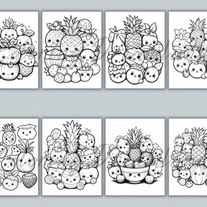 Kawaii Coloring Page, Kawaii Coloring Book, Kawaii Food Coloring, Fruit ...