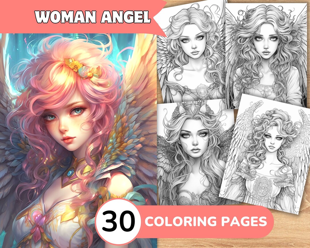 Angel Coloring Pages, Angel Coloring Book, Angel Grayscale Coloring ...