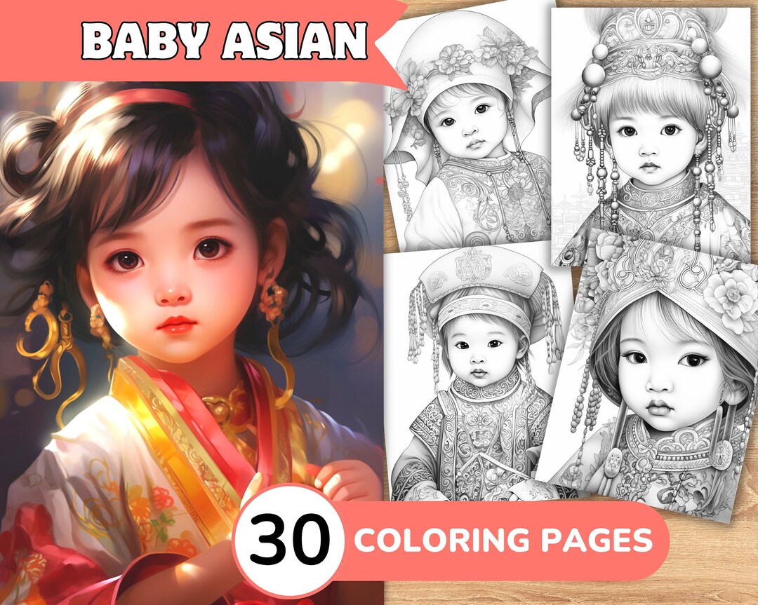 Asian Coloring Pages Asian Coloring Girl Coloring Book Girl - Etsy