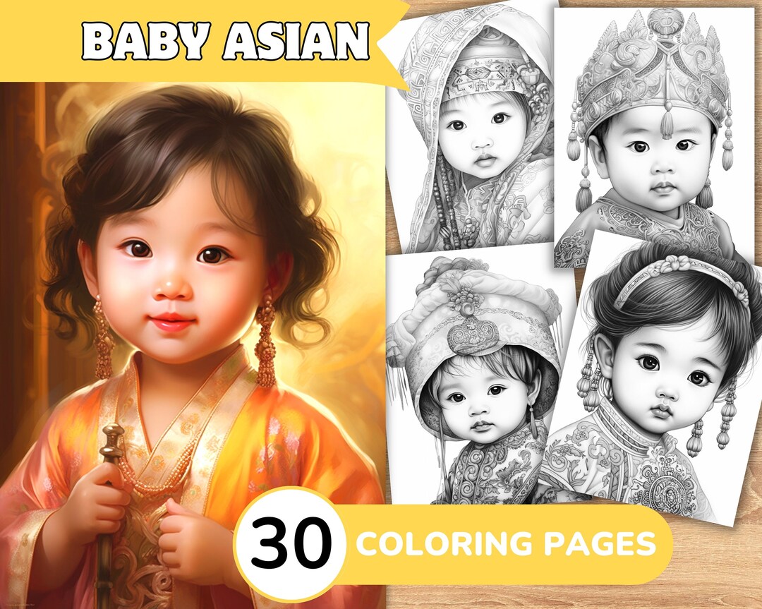 Asian Coloring Pages Asian Coloring Girl Coloring Book Girl - Etsy