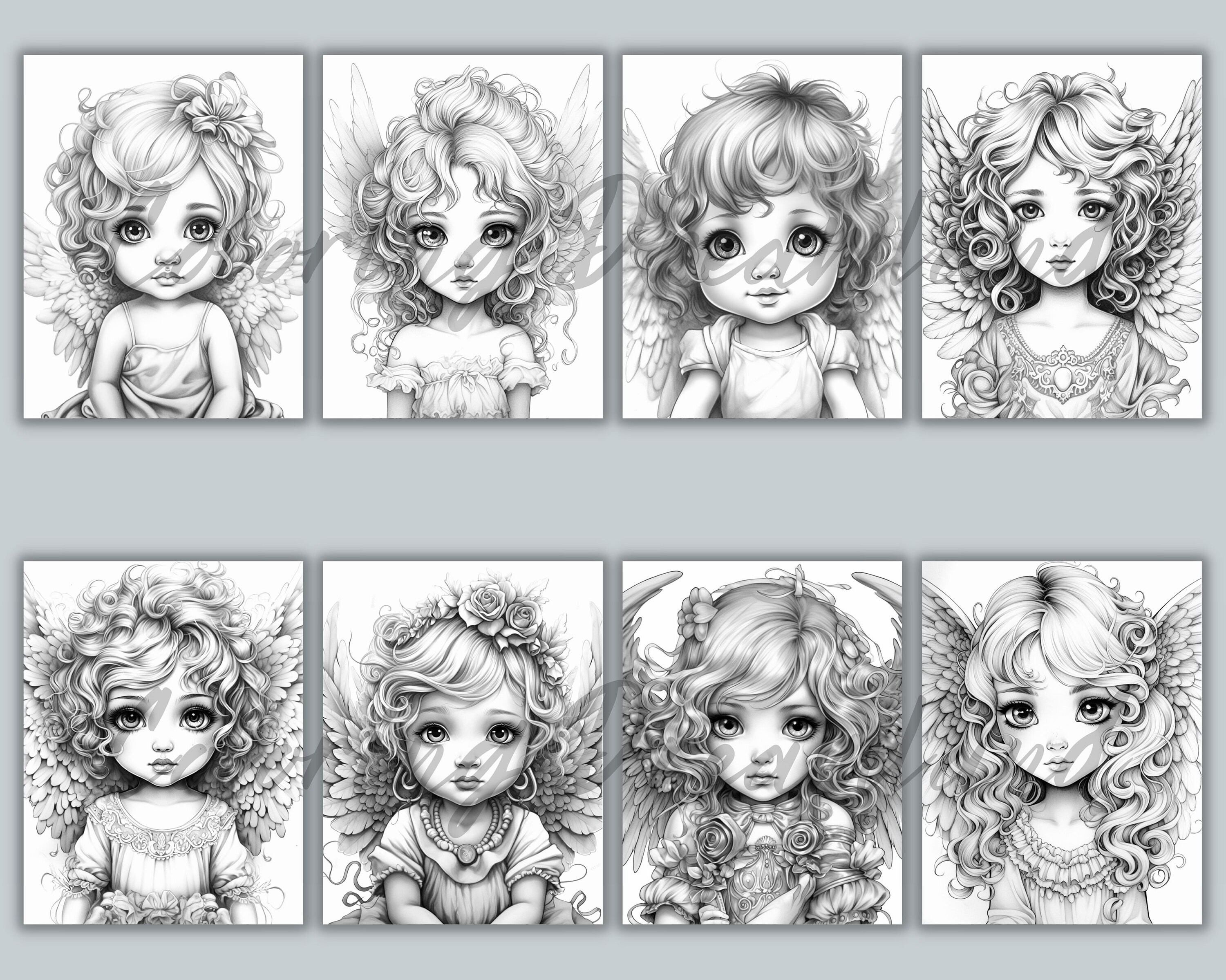 Angel Coloring Pages, Angel Coloring Book, Angel Grayscale Coloring ...