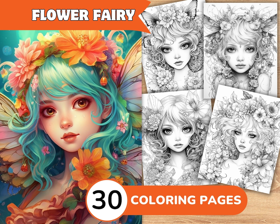 Flower Fairy Coloring Pages, Flower Fairy Coloring Book, Cute Fairy ...