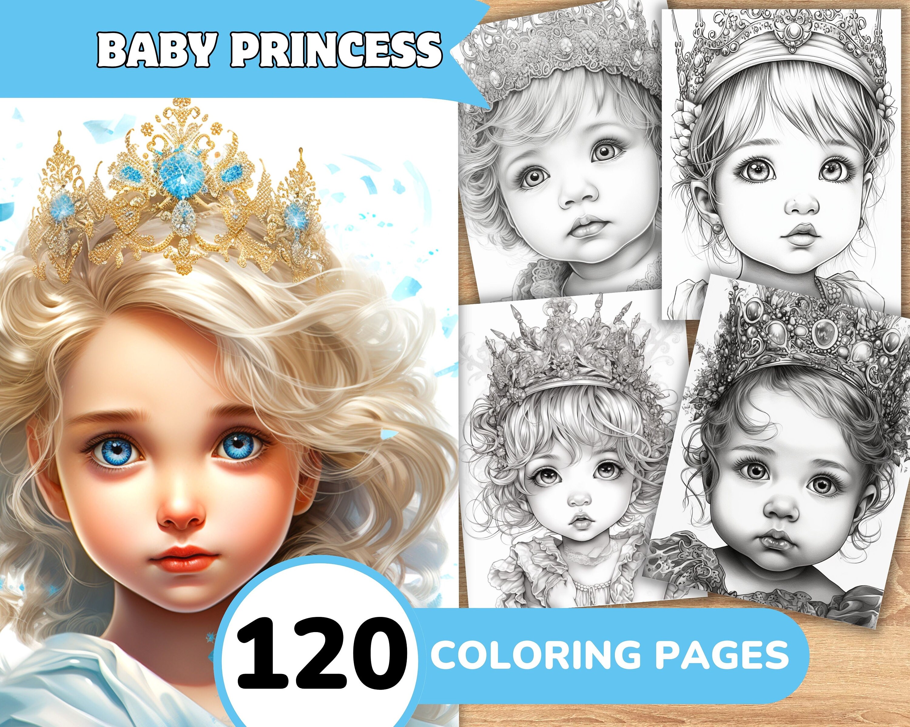 Princess Coloring Pages Book Cute Princess Grayscale Coloring Etsy